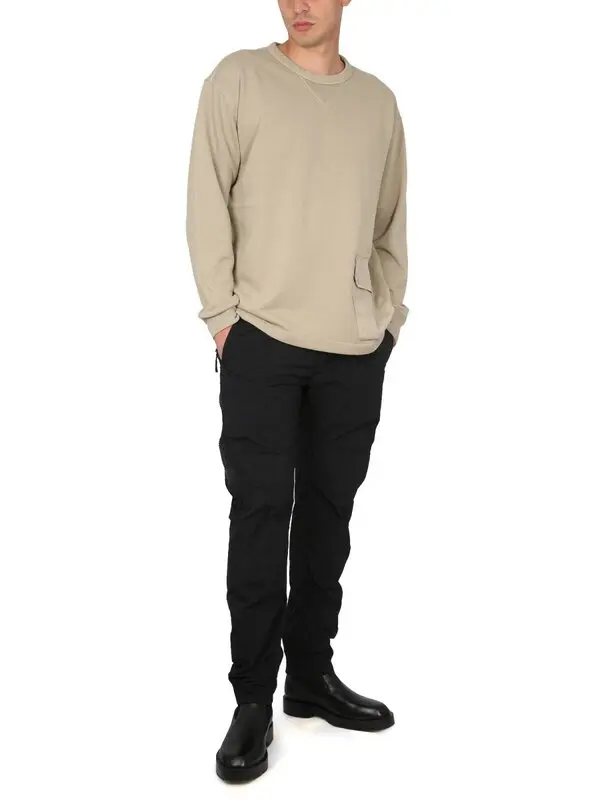 TEN C Cotton Sweatshirt With Logo Patch - Cream