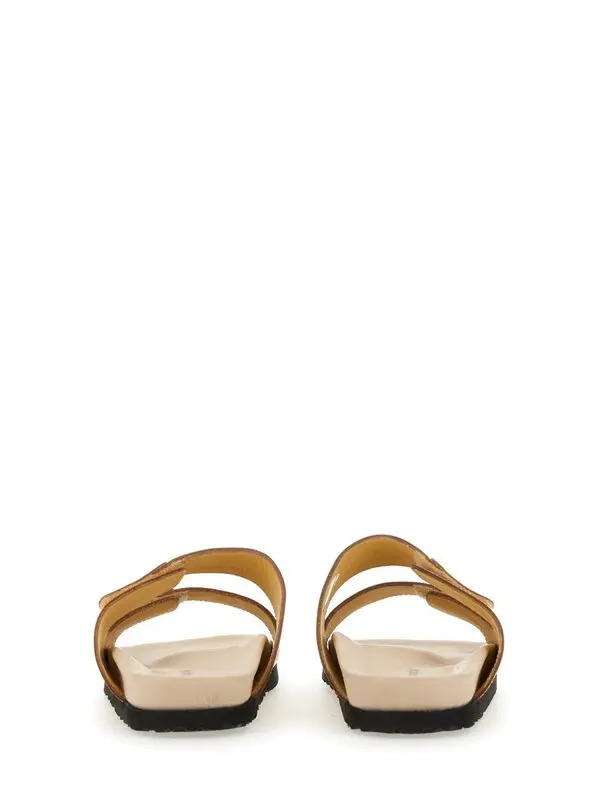 Palm Angels Metallic Logo Slides - Gold