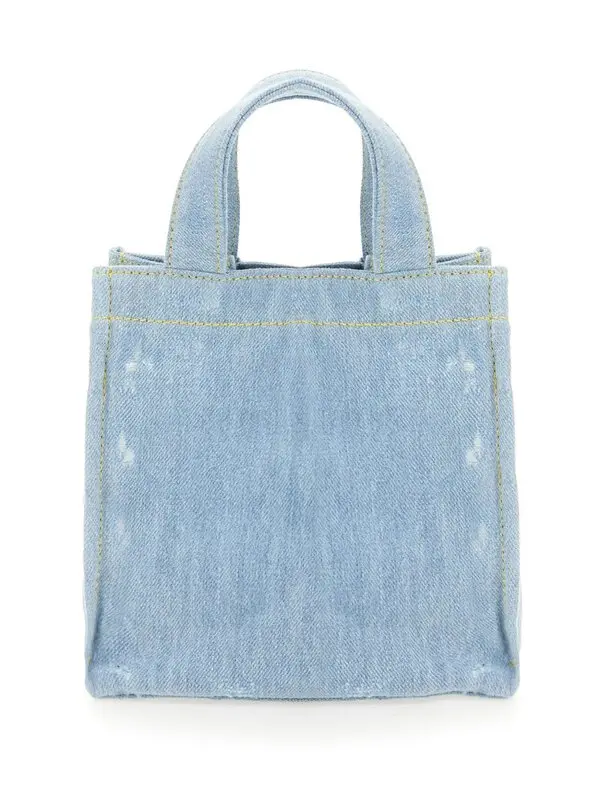 Acne Studios Mini Denim Shopper Bag With Logo - Multicolor
