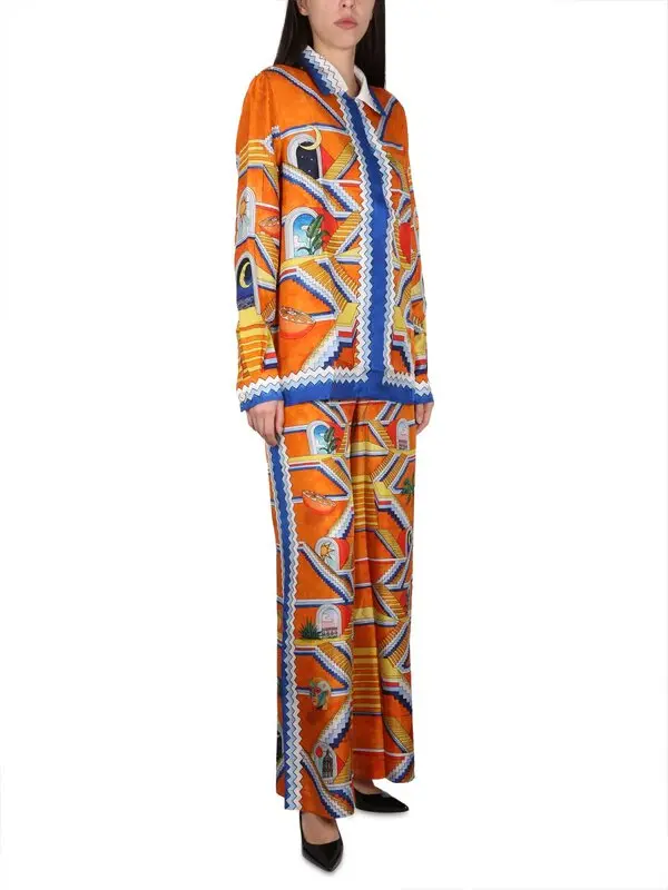 Casablanca Escalier Print Wide Leg Pants