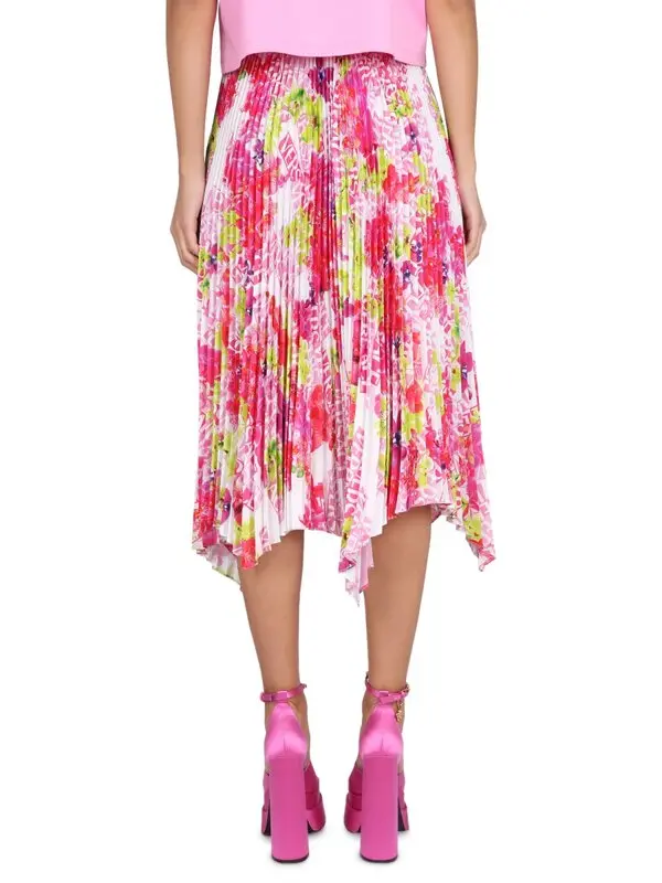 Versace Floral Pleated Midi Skirt - Multicolor
