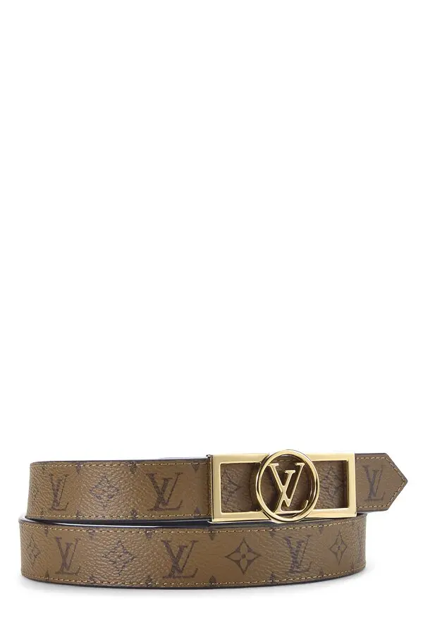 LOUIS VUITTON Monogram Reversed Dauphine Reversible Belt 90/36 - Brown
