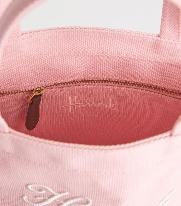 Harrods Cotton Embroidered Logo Tote Bag