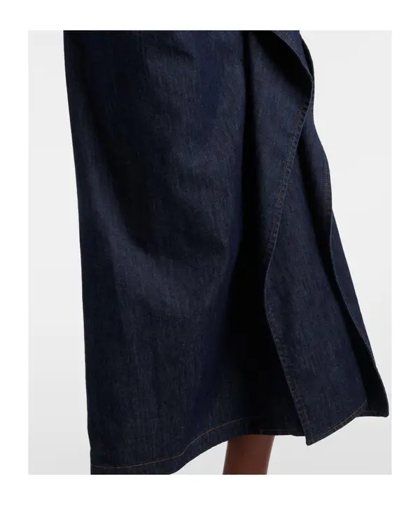 Dries Van Noten Ruffle Detailed Midi Denim Dress