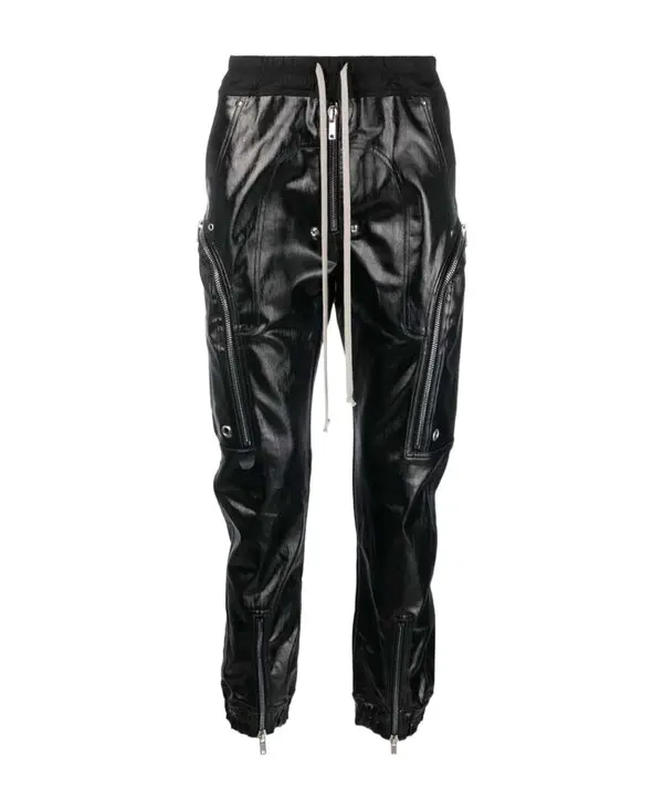 Rick Owens Leather Tapered Trousers - Black