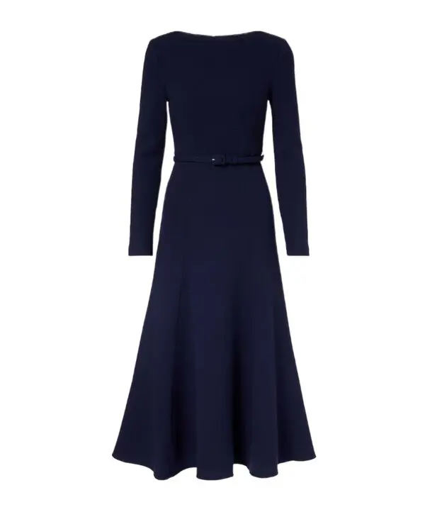 Roland Mouret Belted Wool Crêpe Midi Dress