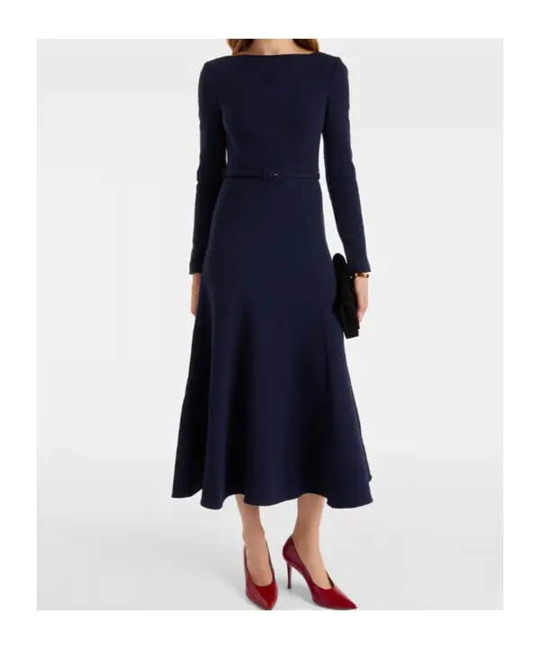 Roland Mouret Belted Wool Crêpe Midi Dress