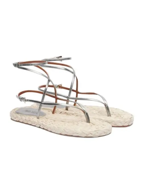 Paris Texas Hydra Metallic Leather And Raffia Sandals