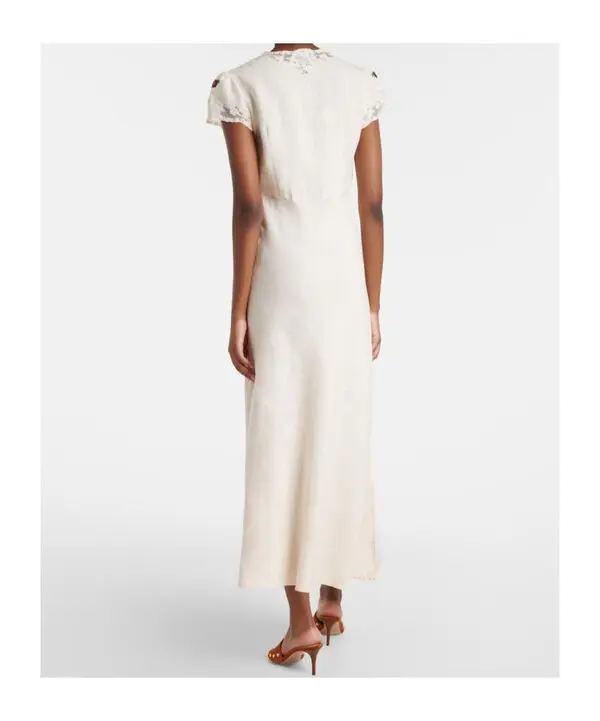 Rixo Amari Embroidered Linen-blend Midi Dress