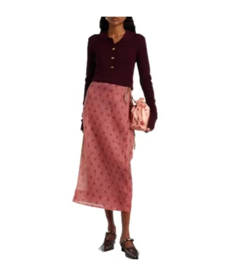GANNI Lightweight Printed Midi Skirt