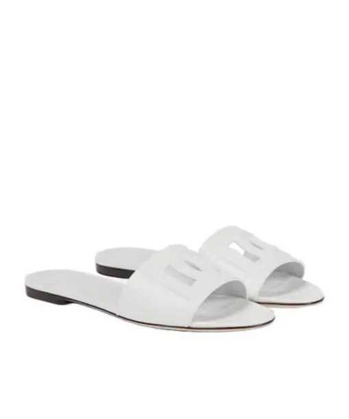 Dolce & Gabbana Logo Cutout Leather Slides