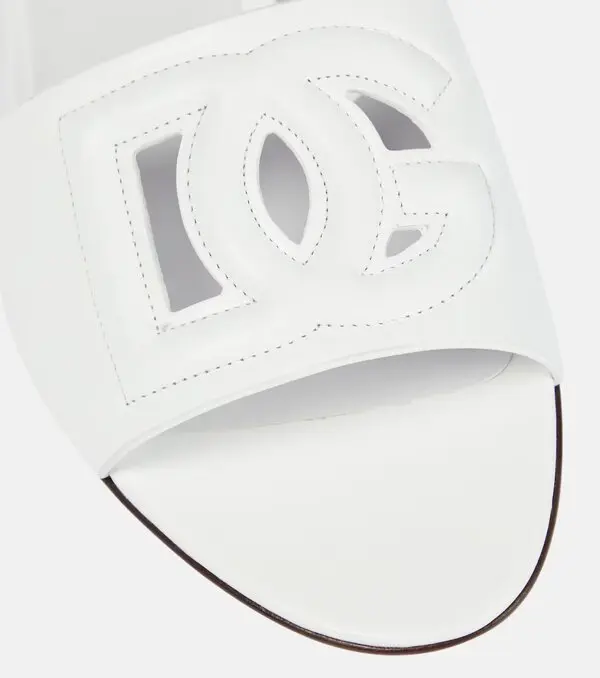 Dolce & Gabbana Logo Cutout Leather Slides