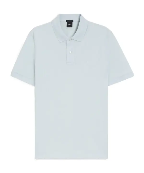 Hugo Boss Pure Cotton Polo Shirt With Chest Logo - Light Blue