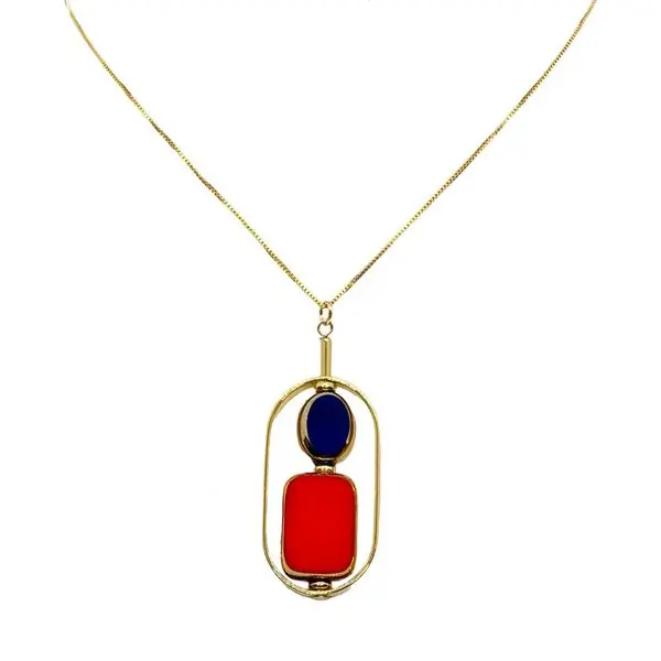 ARACHELI STUDIO Blue / Red Red And Blue Bauhaus 18k Gold-plated Silver Necklace - Blue/red