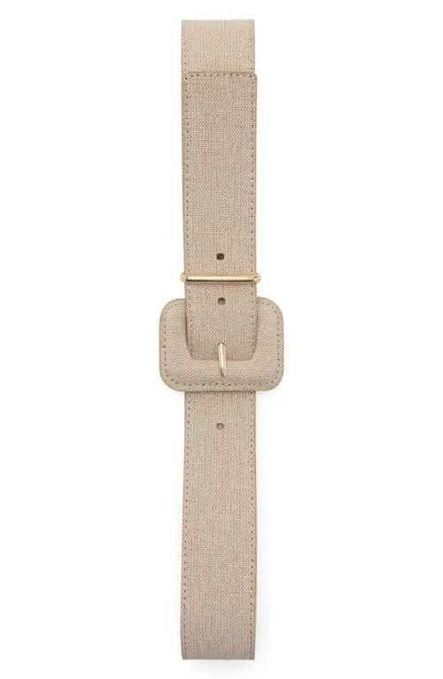 Mango Cotton & Linen Belt With Gold Tone Buckle