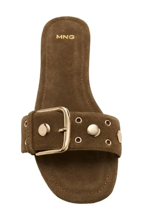 Mango Studded Buckle Strap Slide Sandals