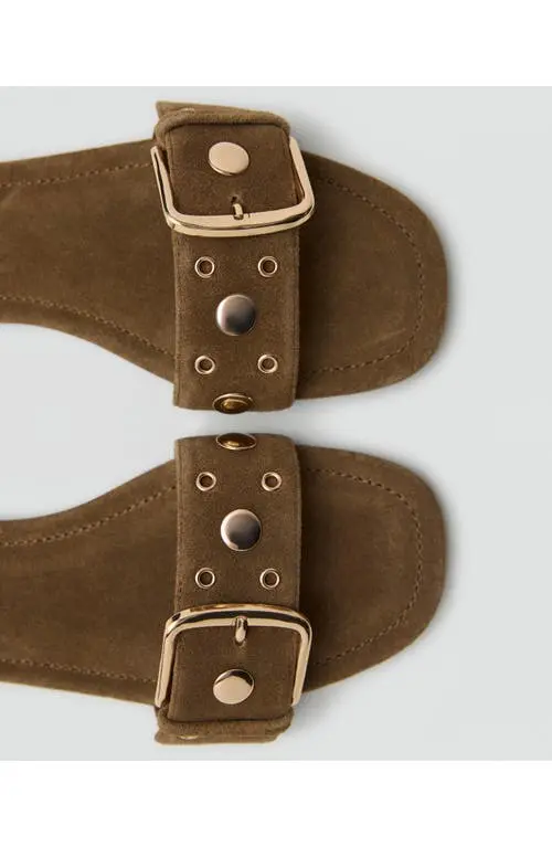 Mango Studded Buckle Strap Slide Sandals