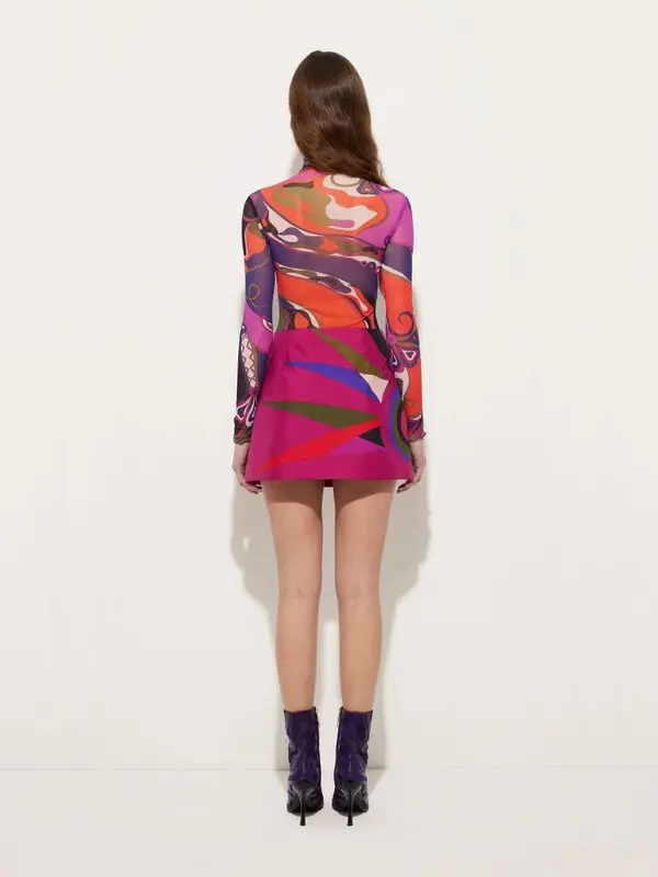Emilio Pucci Hawaiian Print Silk Wrap Mini Skirt