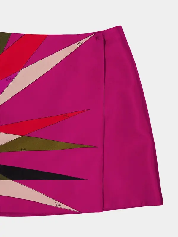 Emilio Pucci Hawaiian Print Silk Wrap Mini Skirt