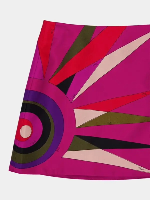 Emilio Pucci Hawaiian Print Silk Wrap Mini Skirt