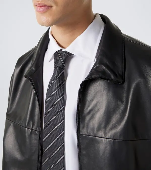 Saint Laurent Striped Silk Twill Jacquard Tie