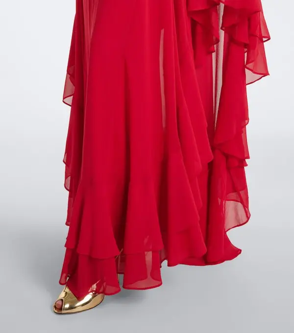 DE LA VALI Ruby Chiffon Maxi Dress