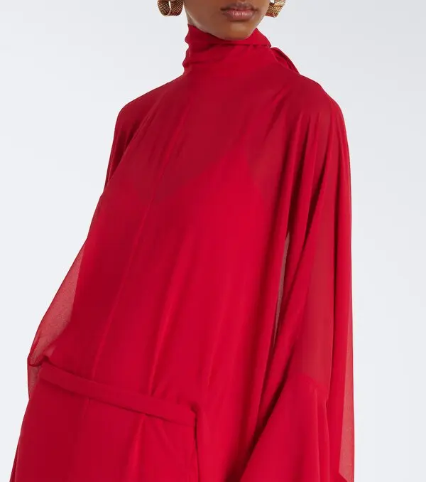 DE LA VALI Ruby Chiffon Maxi Dress