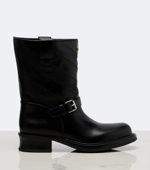 Valentino Garavani Vlogo Leather Biker Boots