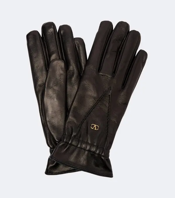 Valentino Garavani Vlogo Leather Gloves - Black