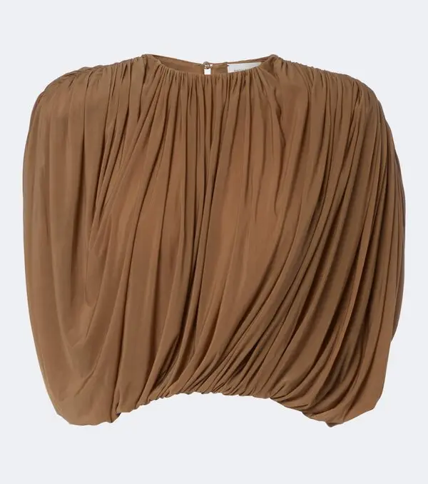 Magda Butrym Draped Jersey Crop Top - Brown