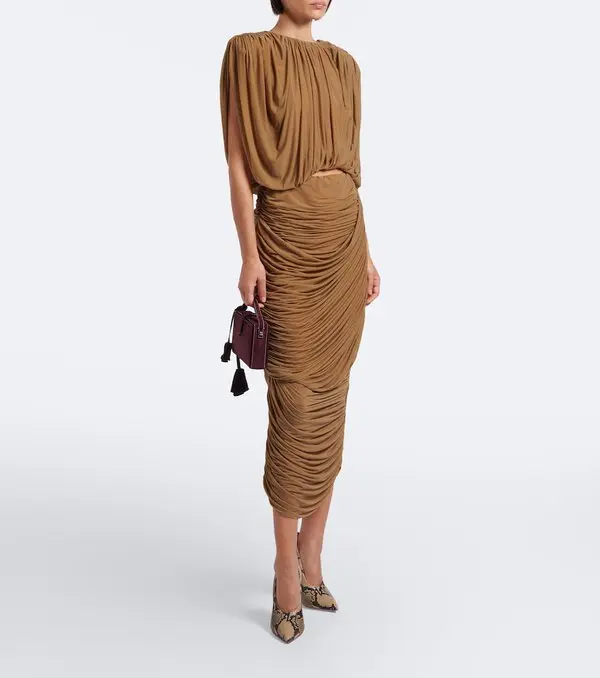 Magda Butrym Draped Jersey Crop Top - Brown