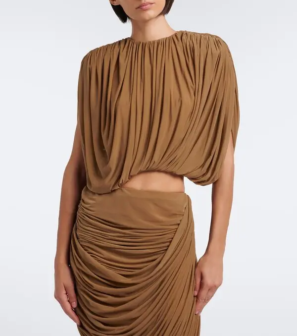 Magda Butrym Draped Jersey Crop Top - Brown