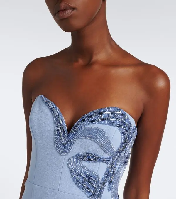 Rebecca Vallance Ayli̇n Embellished Crepe Bustier Gown