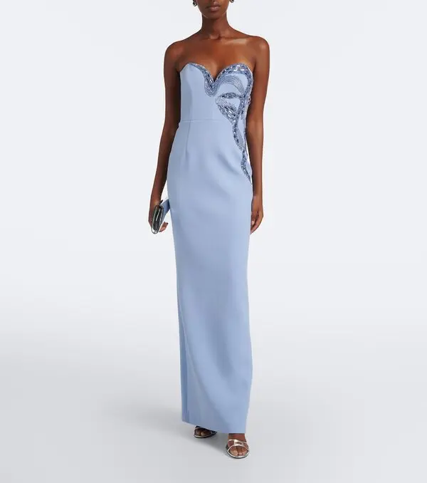Rebecca Vallance Ayli̇n Embellished Crepe Bustier Gown