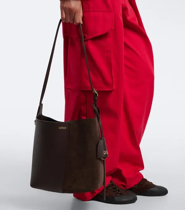 Loewe Bilbao Medium Leather Bucket Bag - Brown