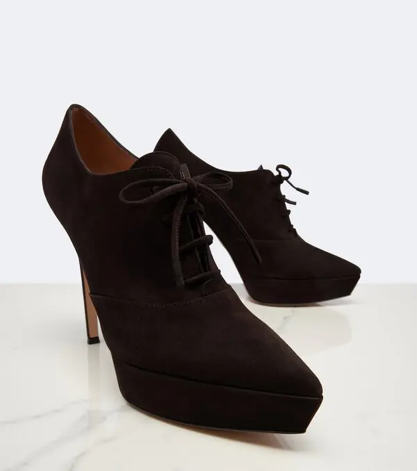GIANVITO ROSSI Lace-up Suede Platform Pumps