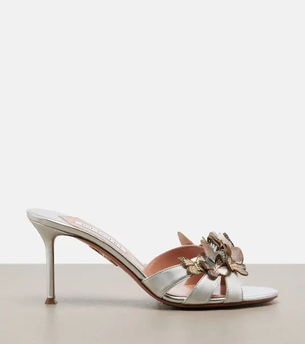 AQUAZZURA Papillon Appliqué Leather Sandals
