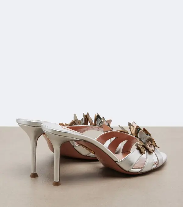 AQUAZZURA Papillon Appliqué Leather Sandals