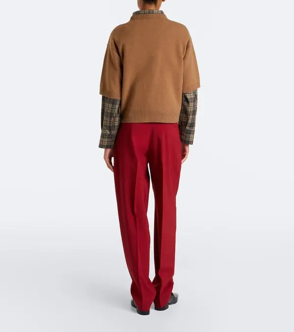 RÓHE Virgin Wool Tape Pants In Carmine