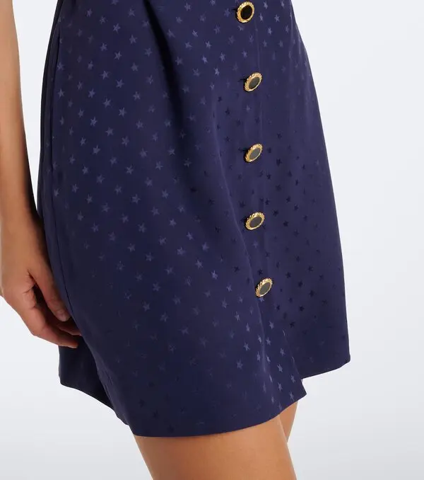 Alessandra Rich Belted Silk Jacquard Mini Dress - Blue