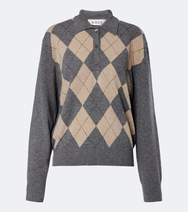 RÓHE Argyle Wool-blend Polo Sweater