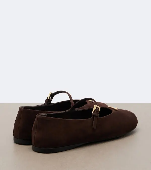 Prada Suede Mary Jane Flats With Buckle Fastening