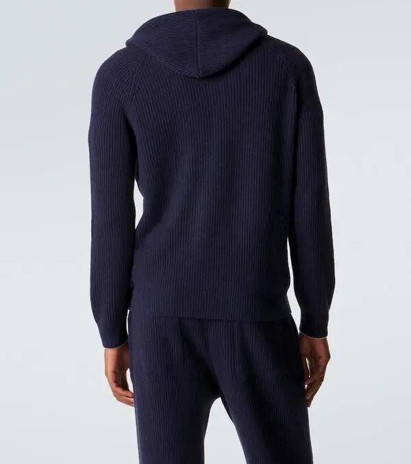 Brunello Cucinelli Ribbed-knit Cashmere Zip-up Cardigan - Blue