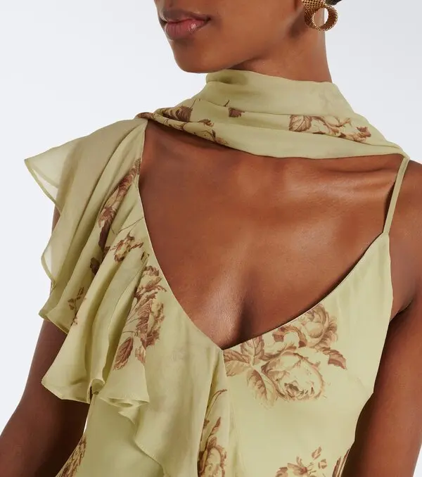 DE LA VALI Mayara Floral Georgette Maxi Dress