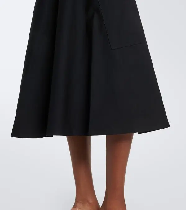 Vince Cotton Blend Midi Skirt