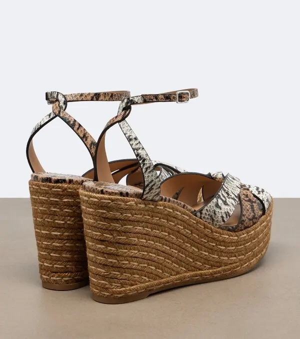 JIMMY CHOO Korra Snake-print Leather Platform Espadrilles