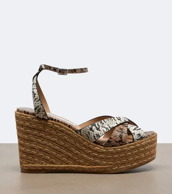 JIMMY CHOO Korra Snake-print Leather Platform Espadrilles