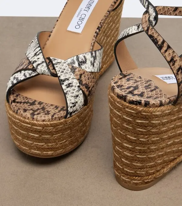 JIMMY CHOO Korra Snake-print Leather Platform Espadrilles