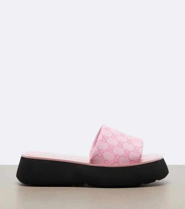 Gucci Gg Canvas Platform Slides
