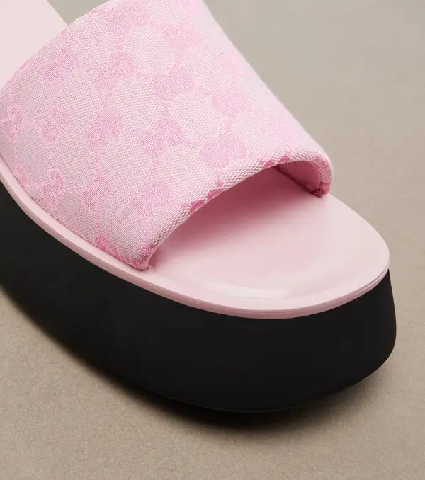 Gucci Gg Canvas Platform Slides